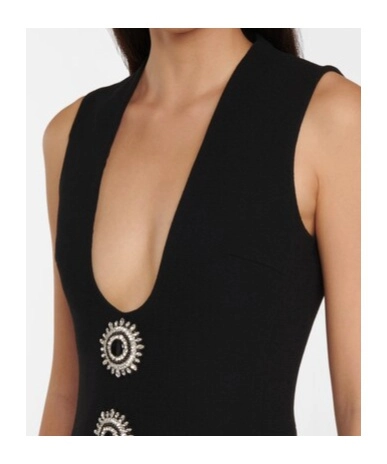 David Koma Embellished Wool Crepe Midi Dress