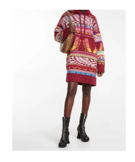 Stella McCartney Intarsia Wool-blend Hoodie Dress