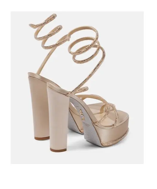 Rene Caovilla Embellished Satin Platform Sandals