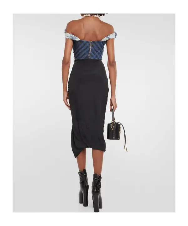 VIVIENNE WESTWOOD Floral Print Draped Corset Top - Blue