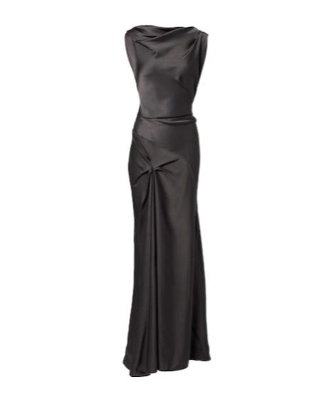 Victoria Beckham Posy Draped Gathered Crepe Satin Gown - Black