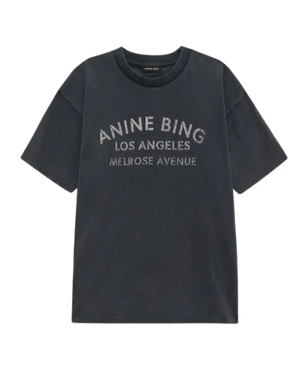 ANINE BING Short-sleeved T-shirt - Water-washed Black