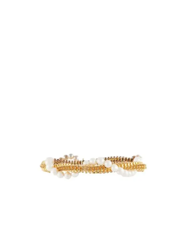 Magda Butrym Crystal And Faux Pearl Necklace - Yellow
