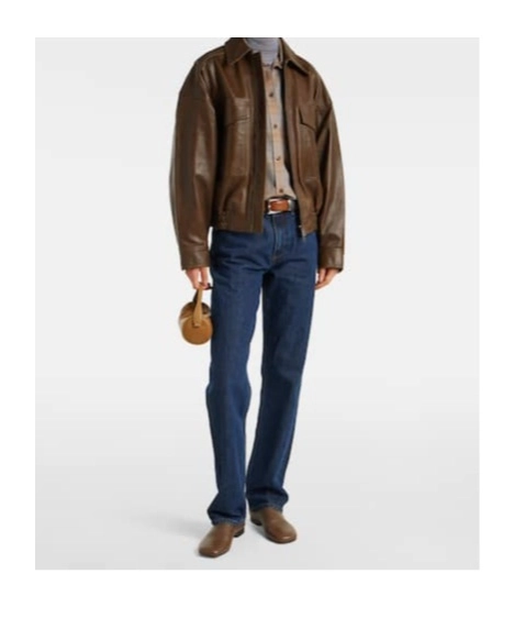Staud Eugene Leather Bomber Jacket