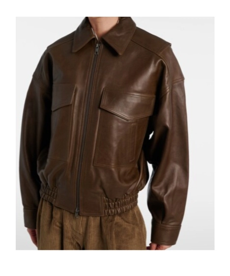 Staud Eugene Leather Bomber Jacket