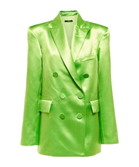 Alex Perry Carlton Cotton And Silk Satin Blazer - Green