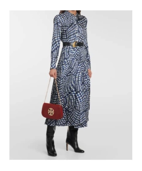 Tory Burch Checked Pleated Silk Shirt Dress