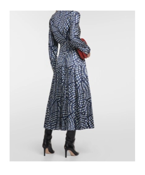 Tory Burch Checked Pleated Silk Shirt Dress