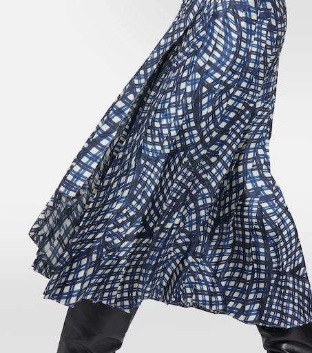 Tory Burch Checked Pleated Silk Shirt Dress