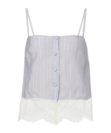 FRAME Lace-trimmed Striped Silk Camisole - White
