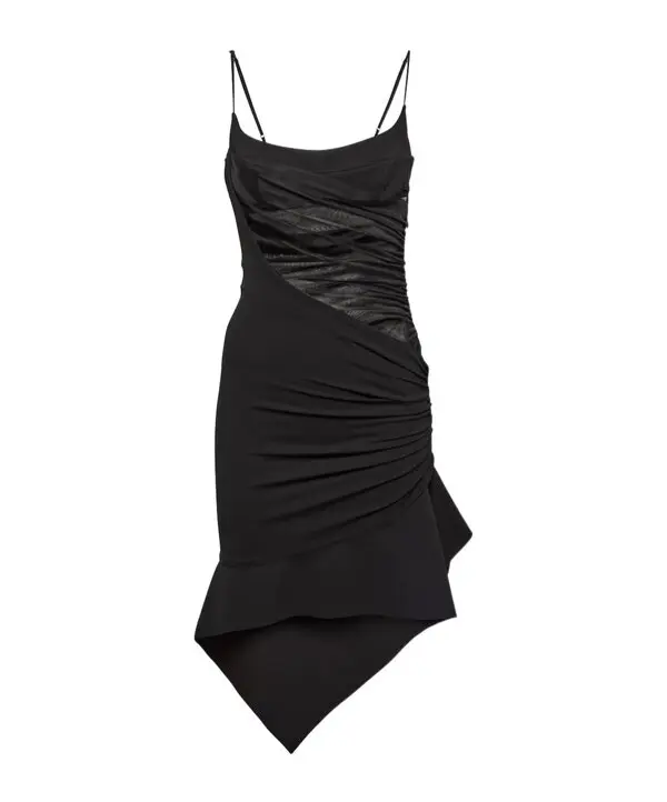 MUGLER Asymmetric Pleated Dress