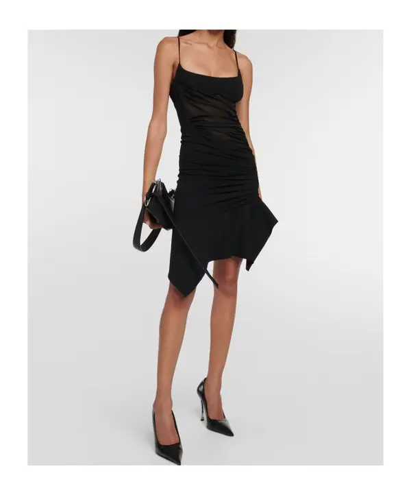 MUGLER Asymmetric Pleated Dress