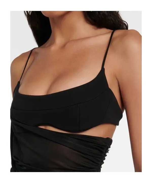 MUGLER Asymmetric Pleated Dress
