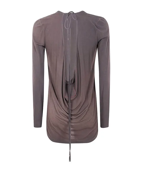 UMA WANG Long Sleeve T-shirt With Back Tie And Drape