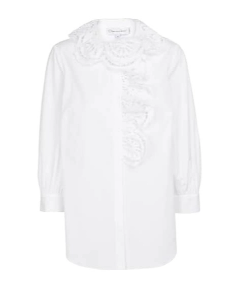Oscar De La Renta Embroidered Cotton Poplin Shirt
