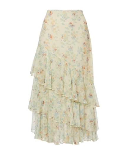 Ulla Johnson Meadow Floral Silk Chiffon Midi Skirt - Nude