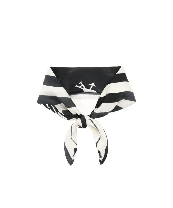 AMI Paris Printed Silk Scarf - Black