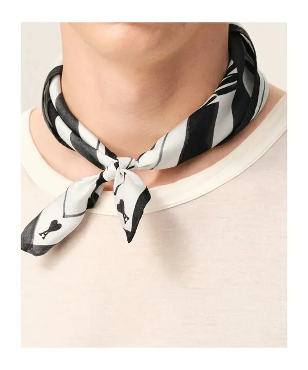 AMI Paris Printed Silk Scarf