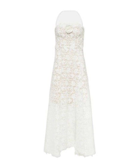 Oscar De La Renta Floral-appliqué Guipure Lace Gown - White