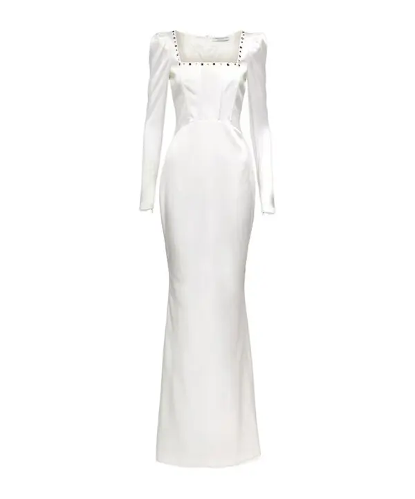 Alessandra Rich Square Neck Silk Blend Dress