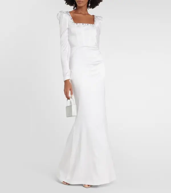 Alessandra Rich Square Neck Silk Blend Dress