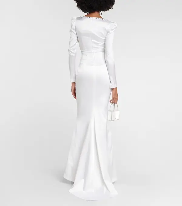 Alessandra Rich Square Neck Silk Blend Dress