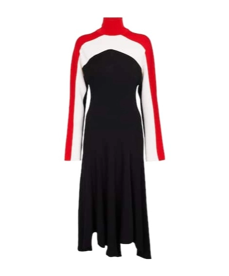 JIL SANDER Striped Ribbed-knit Midi Dress - Black