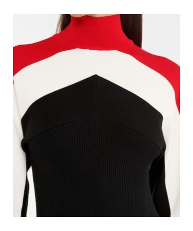 JIL SANDER Striped Ribbed-knit Midi Dress