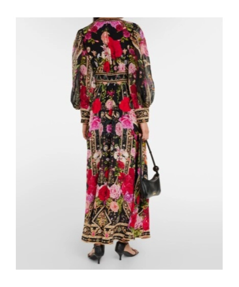 Camilla Floral Printed Maxi Dress With V-neck And Button-down Front - Brown