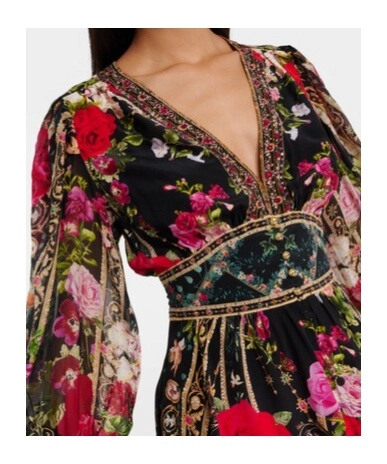 Camilla Floral Printed Maxi Dress With V-neck And Button-down Front - Brown