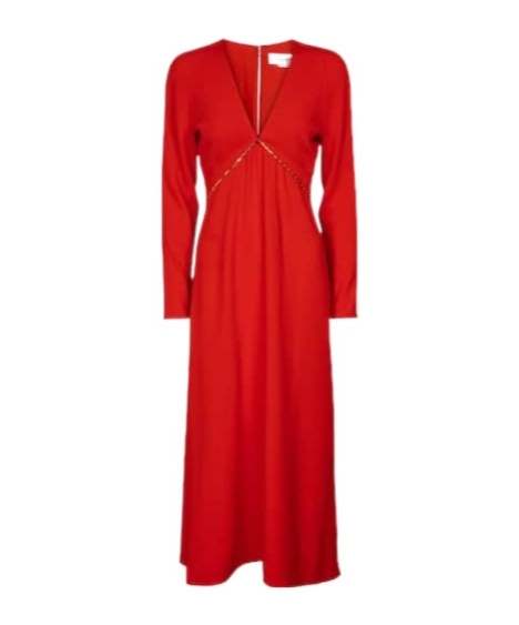 Victoria Beckham Embellished Cady Midi Dress - Red