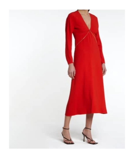 Victoria Beckham Embellished Cady Midi Dress