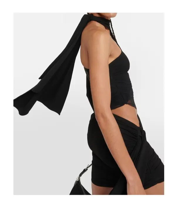 MUGLER Long Sleeve Draped Mini Dress