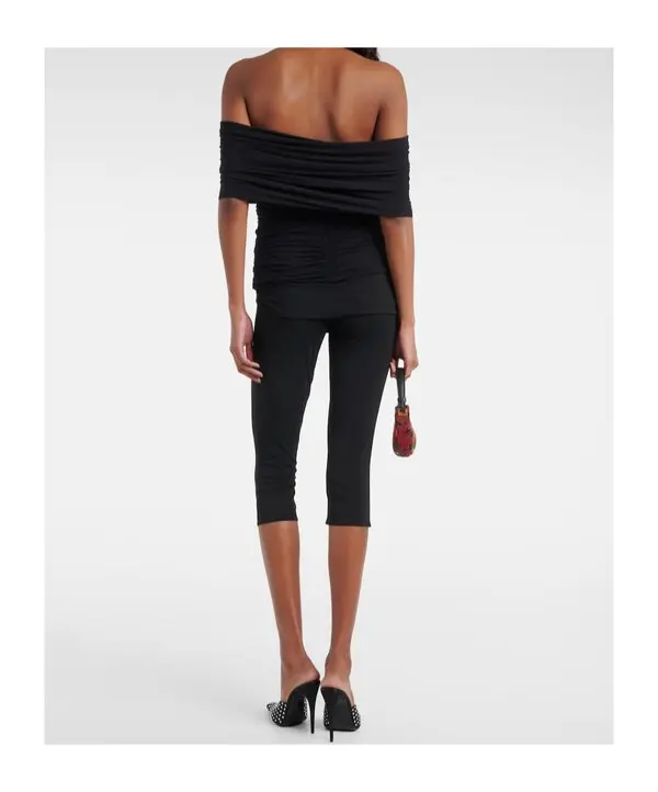 Magda Butrym Off-shoulder Cropped Jersey Blouse
