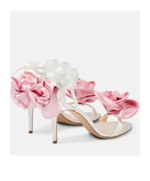 Magda Butrym Floral Appliqué Satin Sandals