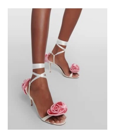Magda Butrym Floral Appliqué Satin Sandals