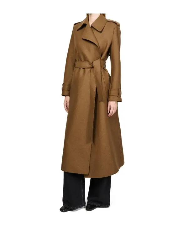Harris Wharf London Double-stitched Long Trench In Pressed Wool