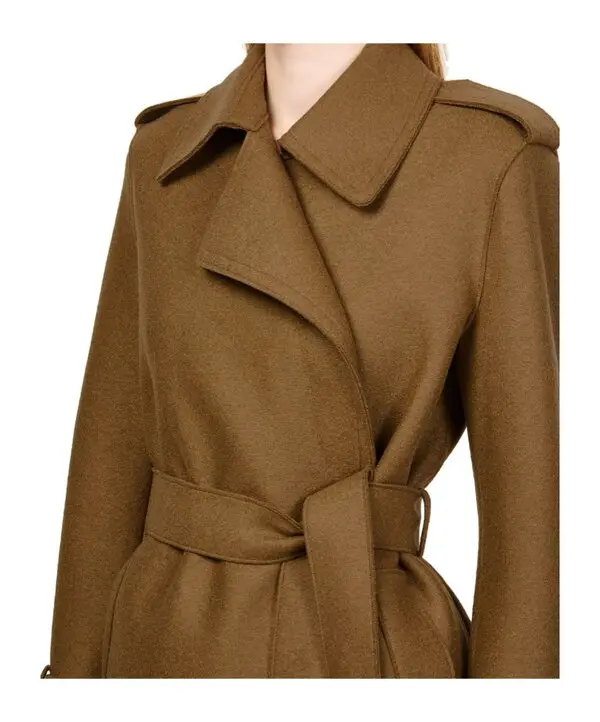 Harris Wharf London Double-stitched Long Trench In Pressed Wool