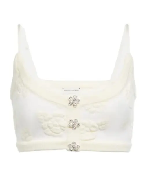 Magda Butrym Embroidered Wool-blend Crop Top
