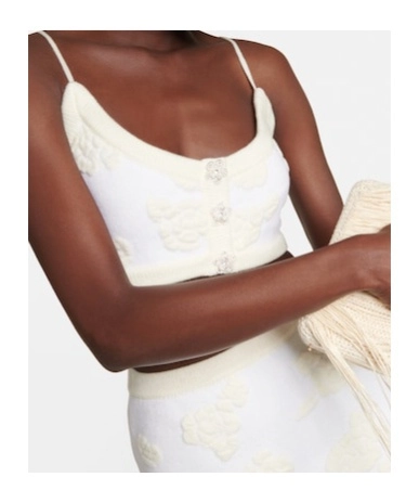 Magda Butrym Embroidered Wool-blend Crop Top