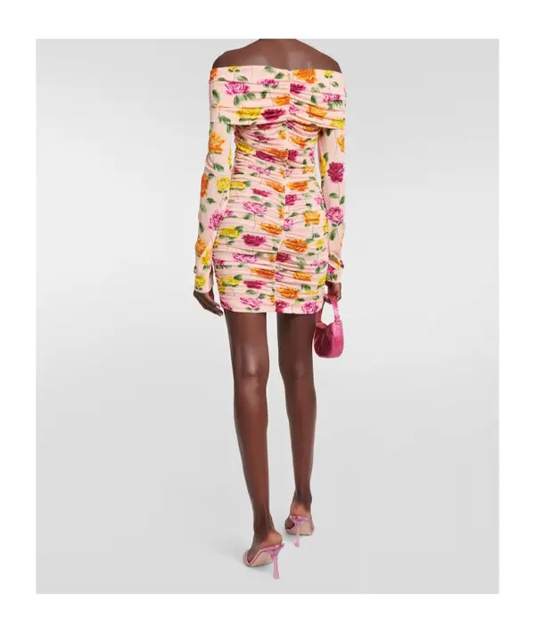 Magda Butrym Ruched Off-shoulder Floral Minidress
