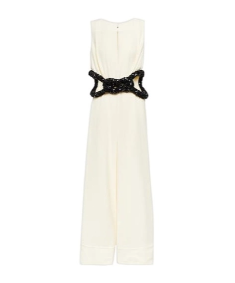 JIL SANDER Knotted Cutout Crêpe Gown - White