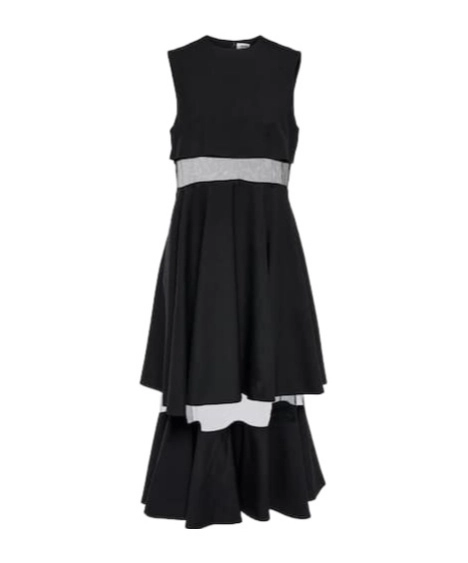Comme Des Garçons Mesh-trimmed Wool Midi Dress - Black