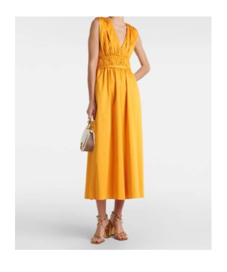 Altuzarra Fiona Ruched Cotton-blend Midi Dress - Orange