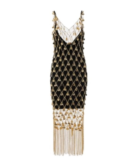 Rabanne Embellished Brass Chain Midi Dress - Black