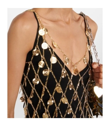 Rabanne Embellished Brass Chain Midi Dress