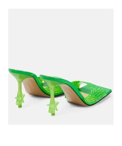 MACHMACH Star Crystal-embellished Pvc Mules