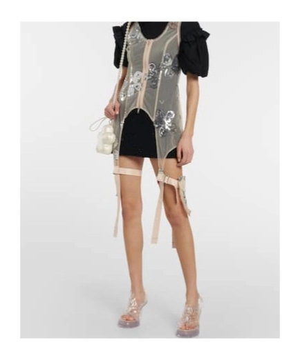 Simone Rocha Sequined Zip-up Tulle Top