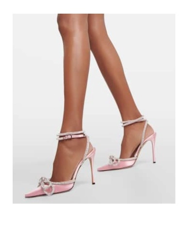 MACHMACH Double Bow 110 Embellished Satin Pumps