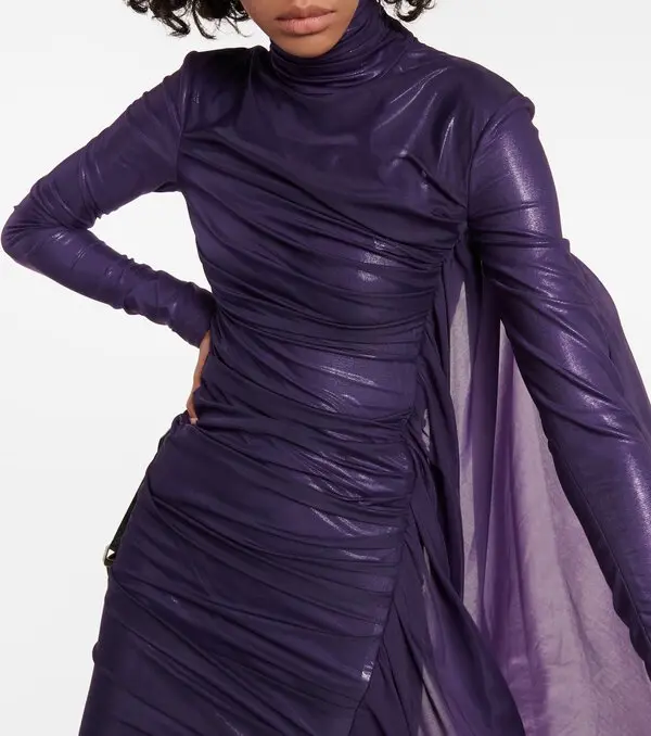 MUGLER Asymmetric Ruffle Chiffon Mini Dress